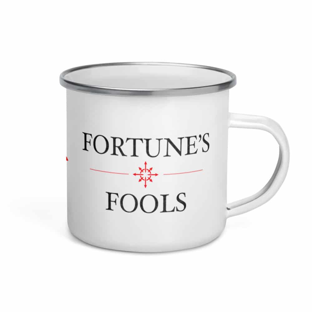Fortune’s Fools Logo Enamel Mug – Rune Soup